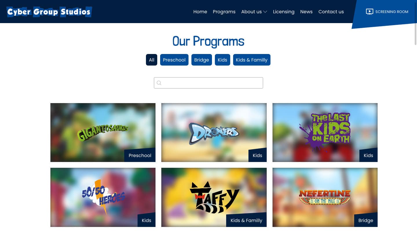 Refonte du site internet de films d'animation pour enfants Cyber Group ...